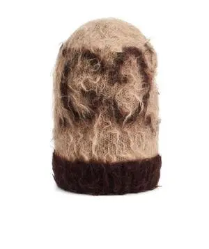 Gucci Gg Knitted Beanie - Beige And Dark Brown