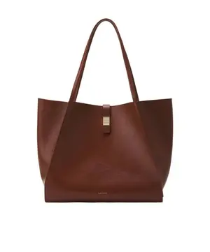 LANVIN Leather Clasp-closure Tote Bag - Brown
