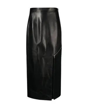 Alexander McQueen Belted Side-slit Midi Skirt - Black