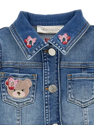 Monnalisa Embroidered Bear Denim Jacket