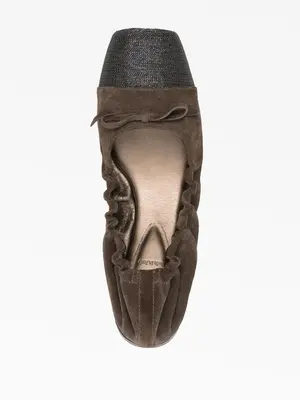 Brunello Cucinelli Beaded Leather Ballerina Flats