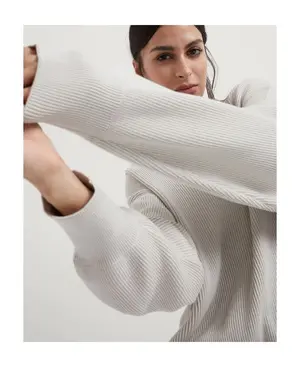 Brunello Cucinelli Monili-trim V-neck Ribbed Jumper - Ivory