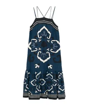 Sea Printed Strap Midi Dress