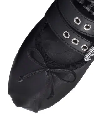Miu Miu Ballerina Flats With Buckle And Bow Detailing