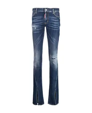 Dsquared2 Distressed Split Cuffs Trumpet Bootcut Jeans
