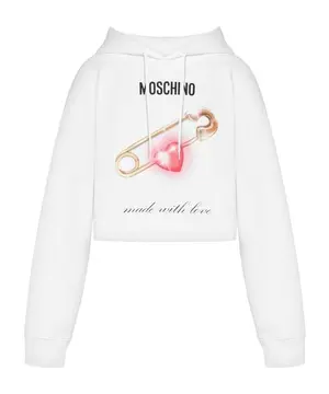 Moschino Heart-print Cotton Hoodie - White