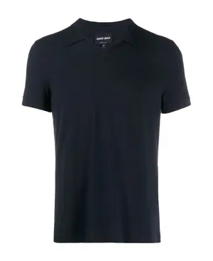 Giorgio Armani Stretch Short-sleeved Jersey Polo Shirt - Black