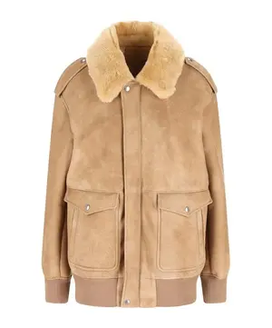 Prada Suede Aviator Jacket With Fur Collar - No