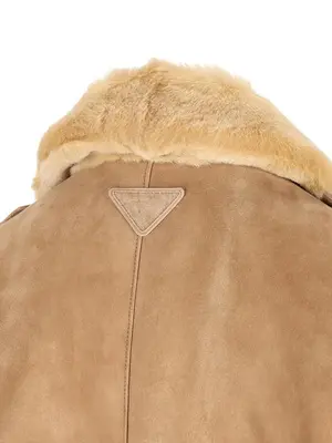 Prada Suede Aviator Jacket With Fur Collar - Rope Ash