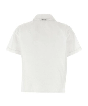 Miu Miu Short Sleeve Embroidered Collar Shirt - White
