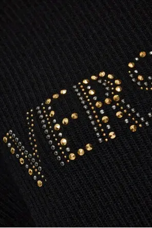 Versace Embellished Crew Neck Long Sleeve Sweater