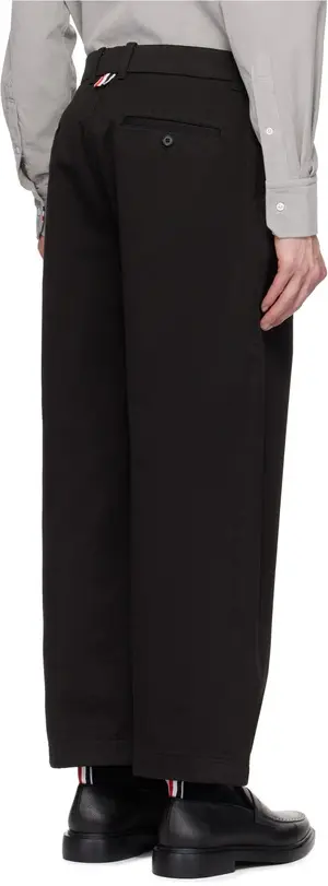 Thom Browne Pressed Crease Tapered Leg Chinos - Black