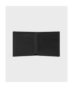 Celine Bi-fold Wallet In Calfskin With Triomphe Embossed - Black
