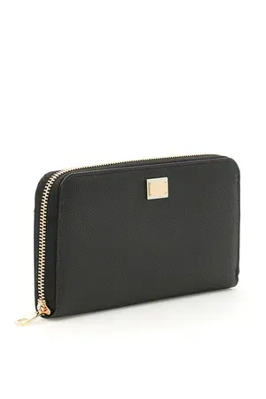 Dolce & Gabbana Dolce Gabbana Logo Plaque Zip-around Wallet - Black
