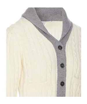 Thom Browne 4-bar Long Sleeve Shawl Collar Cardigan