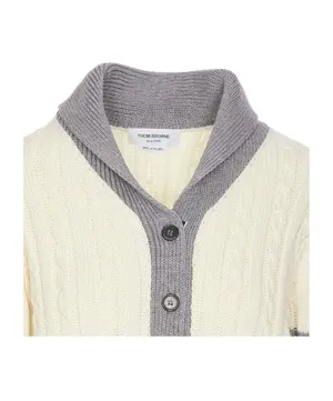 Thom Browne 4-bar Long Sleeve Shawl Collar Cardigan