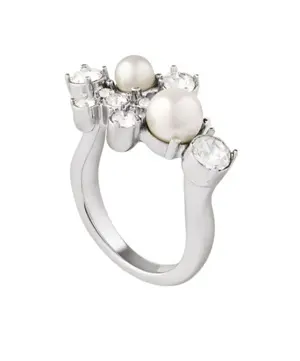 Givenchy Embellished Ring With Crystals And Pearls - White/silver
