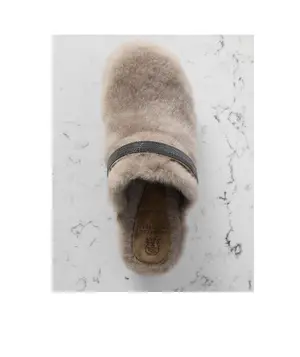 Brunello Cucinelli Embellished Shearling Clogs