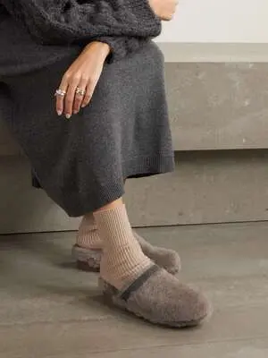 Brunello Cucinelli Embellished Shearling Clogs