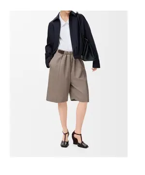 Loewe Belted Jacket In Wool And Silk - Navy Blue