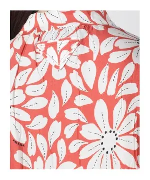 Prada Printed Pleated Pongé Midi Dress With Necktie Detail