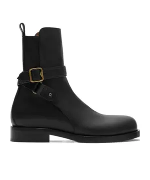 Burberry Round Toe Buckled Ankle Boots