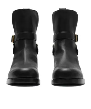 Burberry Round Toe Buckled Ankle Boots