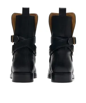 Burberry Round Toe Buckled Ankle Boots