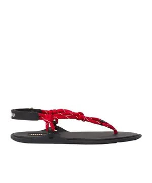 Miu Miu Round-toe Cord-strap Sandals - Red