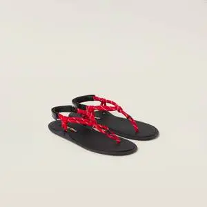 Miu Miu Round-toe Cord-strap Sandals - Red