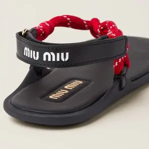 Miu Miu Round-toe Cord-strap Sandals - Red
