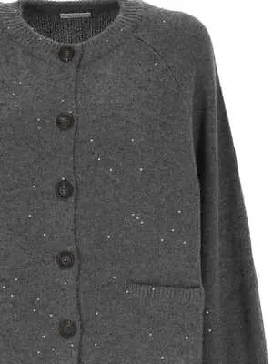 Brunello Cucinelli Sequin-embellished Button Cardigan - Black