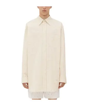 Bottega Veneta Textured Criss-cross Cotton Shirt