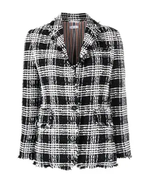 Thom Browne Hogan Checked Tweed Blazer - Black