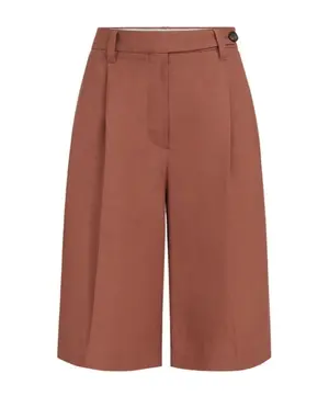 Brunello Cucinelli Pleated Bermuda Shorts With Monili Embellishment - Refractory Bricks