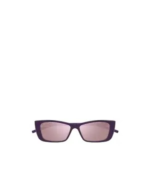 Gucci Rectangular Sunglasses With Temple Logo Details - Purple