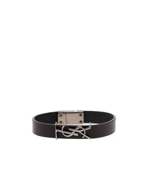 Saint Laurent Opyum Logo Plaque Bracelet - Black