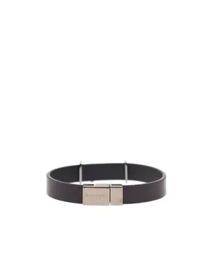 Saint Laurent Opyum Logo Plaque Bracelet - Black