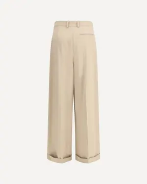 Loewe High-waisted Wide-leg Pleated Trousers With Anagram Embroidery