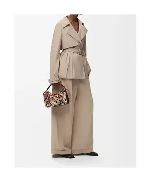 Loewe High-waisted Wide-leg Pleated Trousers With Anagram Embroidery