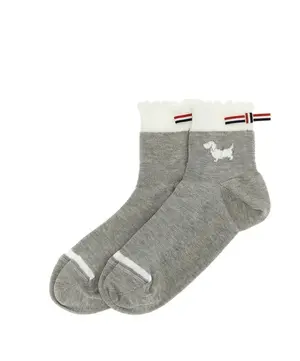 Thom Browne Hector Intarsia Knit Socks With Grosgrain Ribbon Bow - Gray
