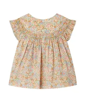 Bonpoint Eliotine Smocked Blouse - Nude
