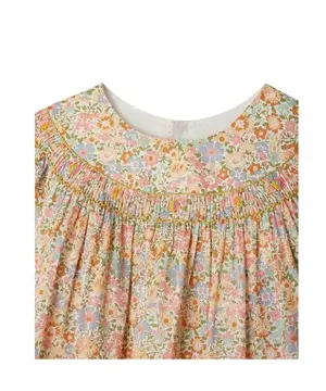 Bonpoint Eliotine Smocked Blouse - Nude
