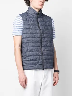 Herno Quilted Denim Gilet - Gray