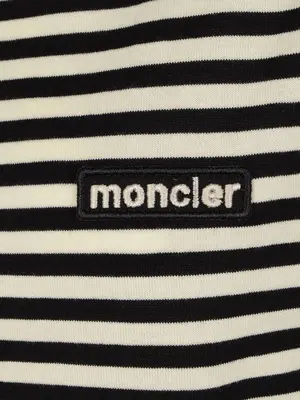 Moncler Logo Patch Striped Crewneck T-shirt - White/black