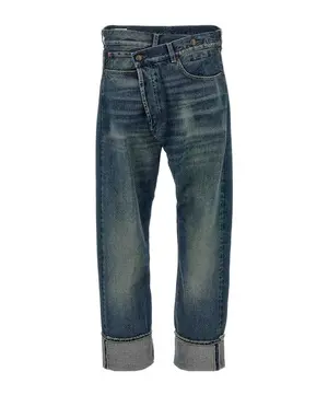 R13 Relaxed-fit Cuffed Cross Jeans - Blue