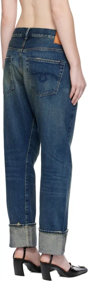R13 Relaxed-fit Cuffed Cross Jeans - Blue