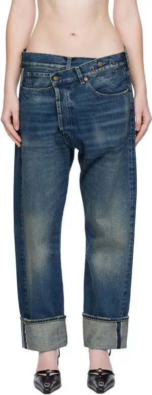 R13 Relaxed-fit Cuffed Cross Jeans - Blue