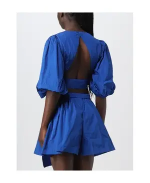 Red Valentino Puff Sleeve Taffeta Top - Blue
