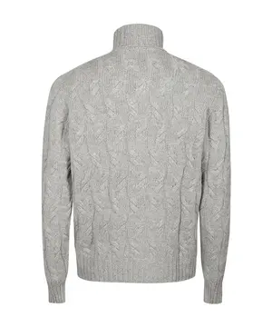 DRUMOHR Cashmere Sweater With High Neck And Ribbed Details - Gray